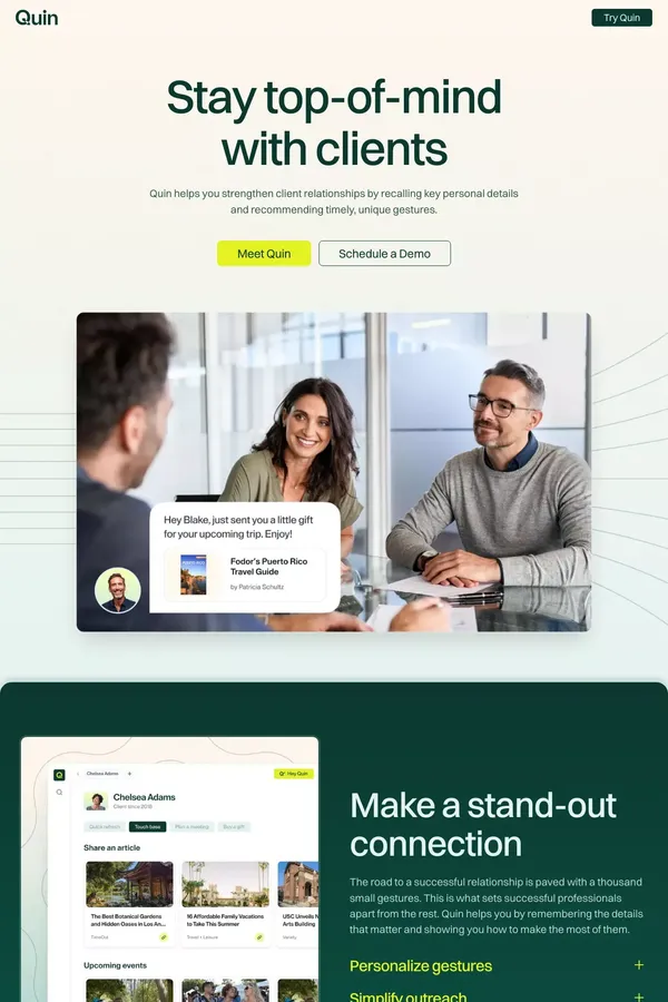 Quin — Meet your dream assistant on Landbook - get inspired by landing ...