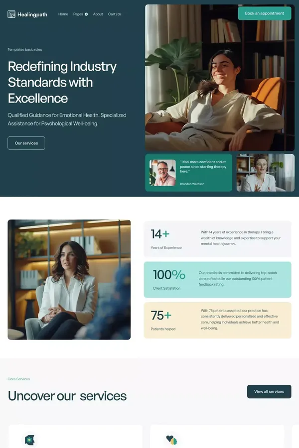 SerenAge - Webflow Website Template on Landbook - get inspired by template design and more