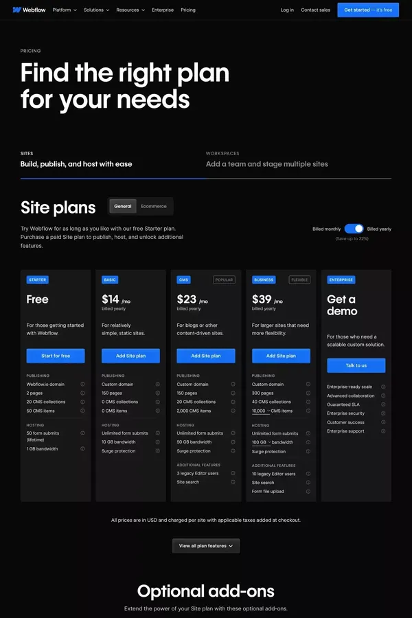 Webflow: Create a custom website | No-code website builder on Landbook - get inspired by landing ...