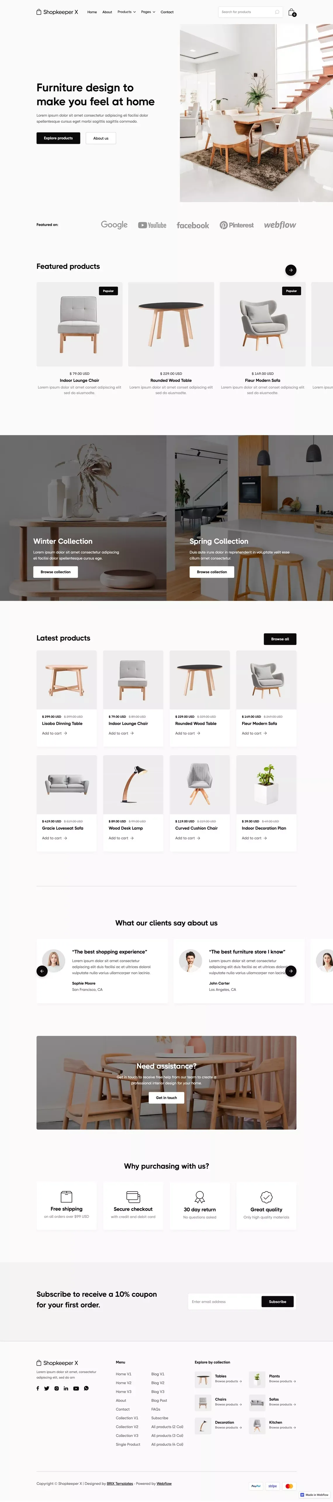Shopkeeper X - Retail Webflow Template on Landbook - get inspired by ...