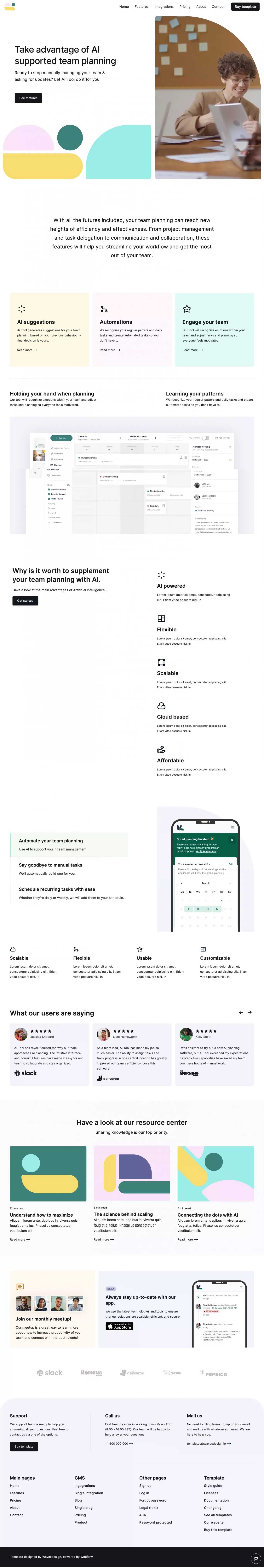 Homepage | AI Tool - Webflow Ecommerce website template on Landbook ...