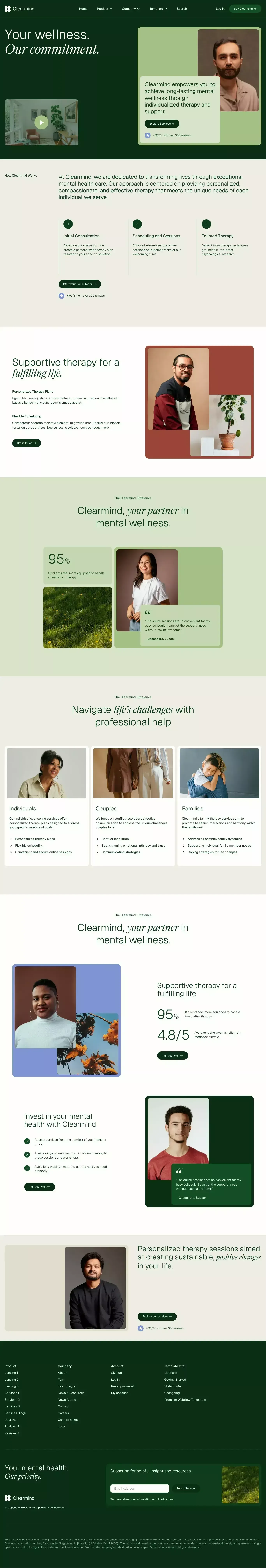Clearmind - Webflow HTML Website Template on Landbook - get inspired by template design and more