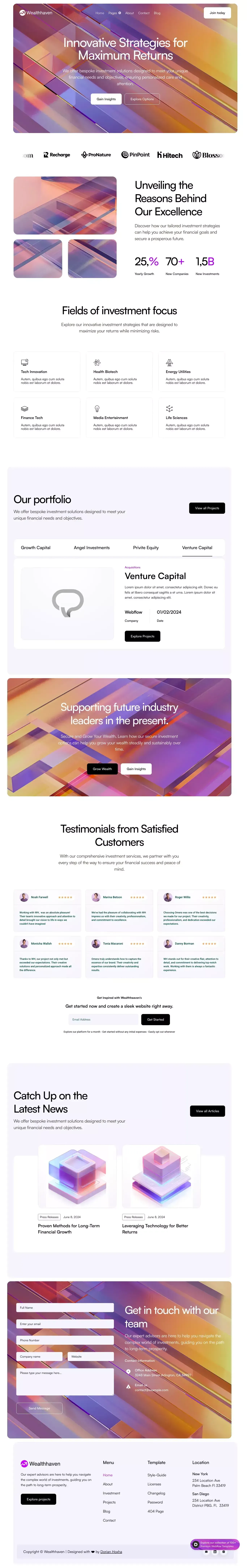 Wealthhaven - Webflow HTML website template on Landbook - get inspired by template design and more