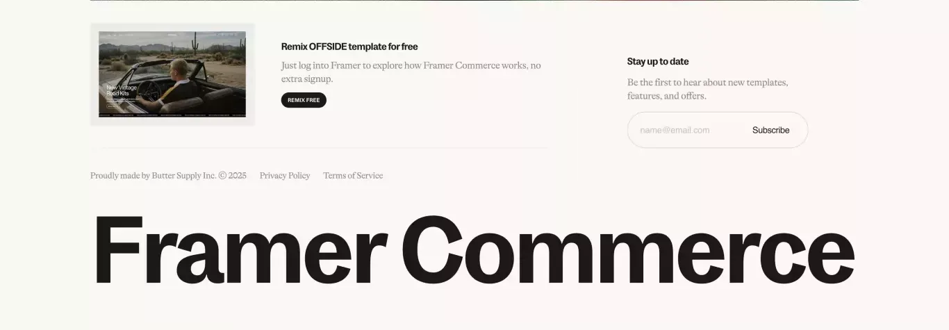 Framer Commerce | Shopify x Framer on Landbook - get inspired by landing design and more