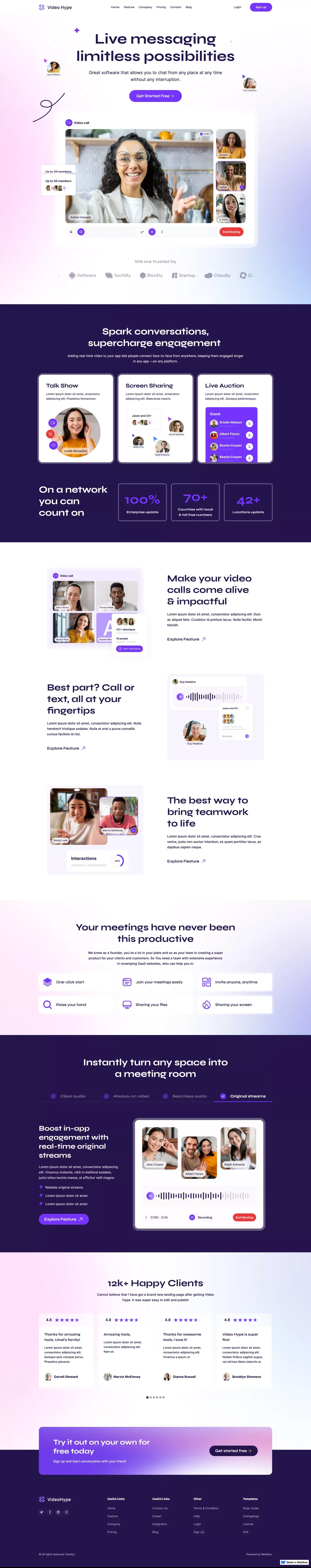 VideoHype - Webflow HTML website template on Landbook - get inspired by template design and more