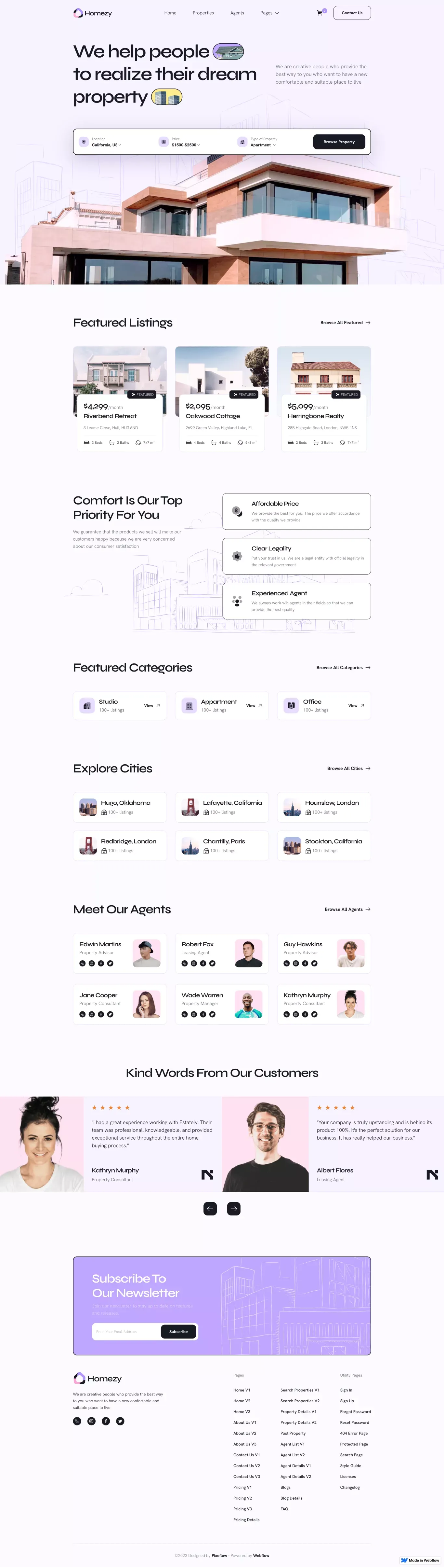 Homezy Plus - Webflow HTML Website Template on Landbook - get inspired by template design and more