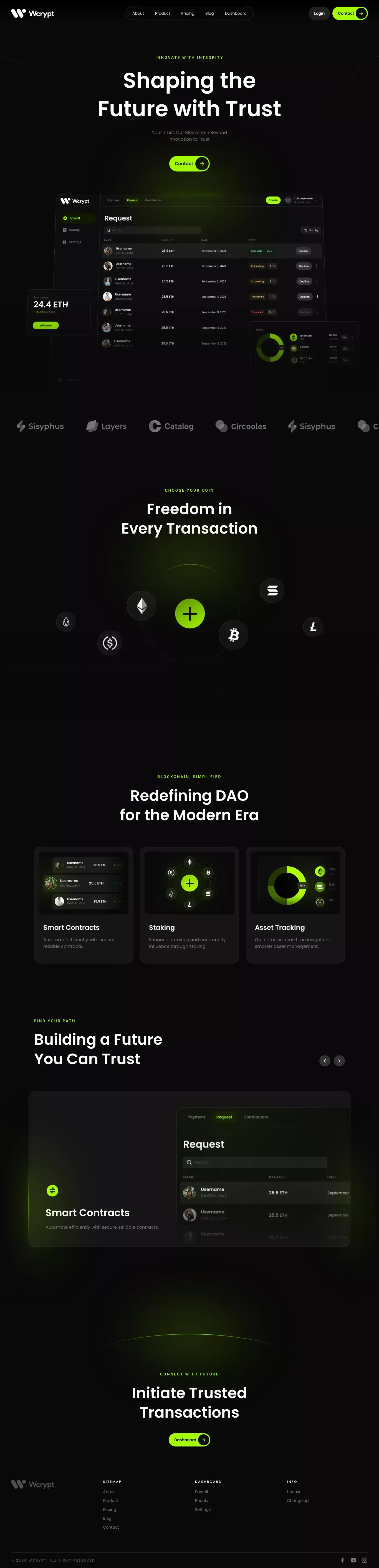 Wcrpyt - Webflow HTML website template on Landbook - get inspired by template design and more