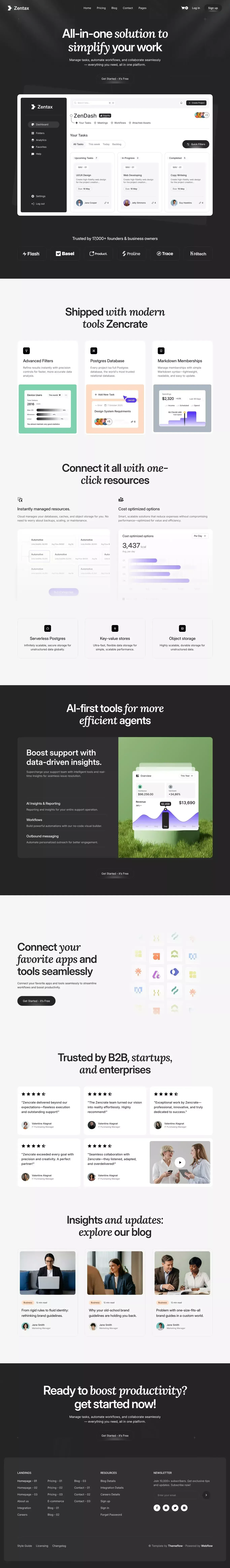 Zentax - Webflow Ecommerce website template on Landbook - get inspired by template design and more