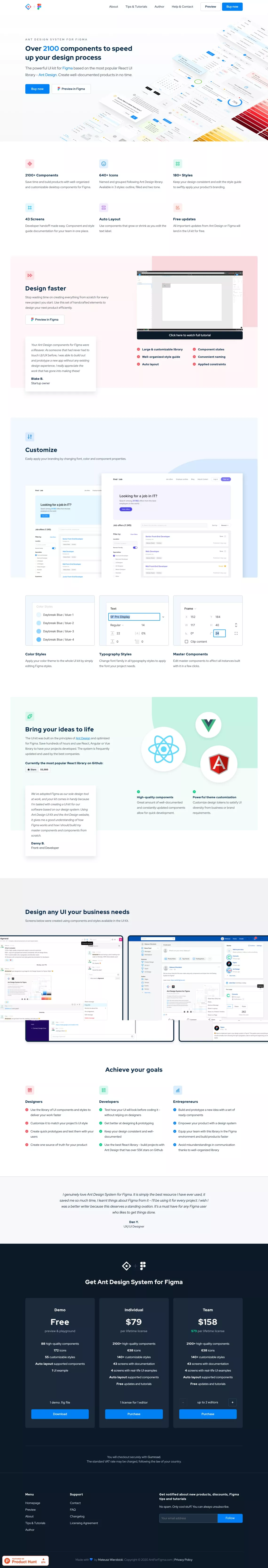 Ant Design System for Figma - UI Kit on Landbook - get inspired by ...