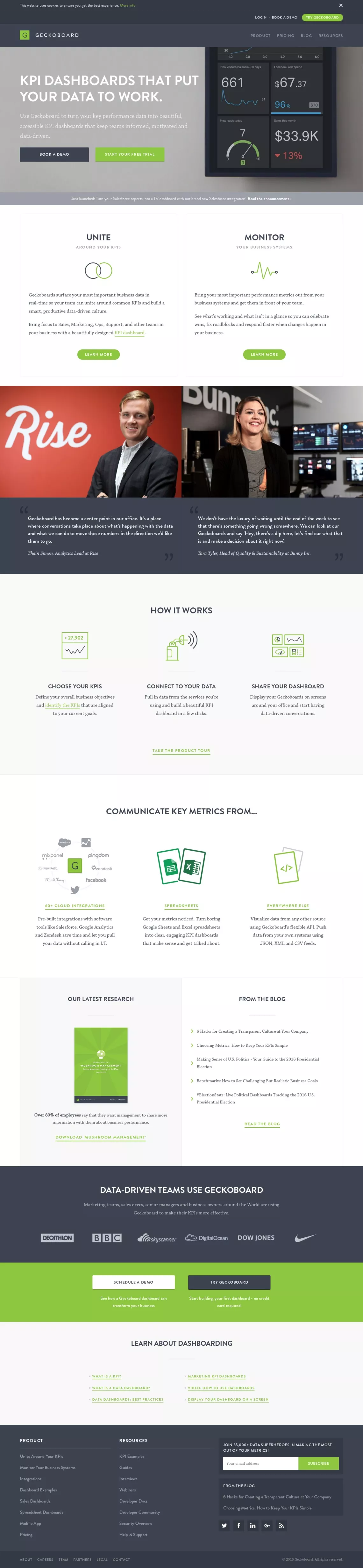 Geckoboard | KPI dashboard software for businesses on Landbook - get ...