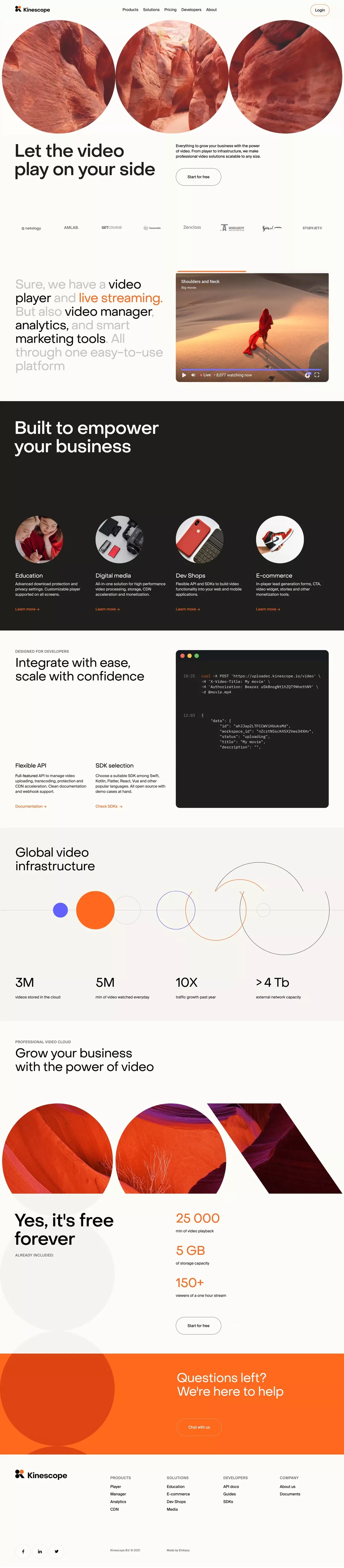Kinescope | Video platform for business on Landbook - get inspired by landing design and more