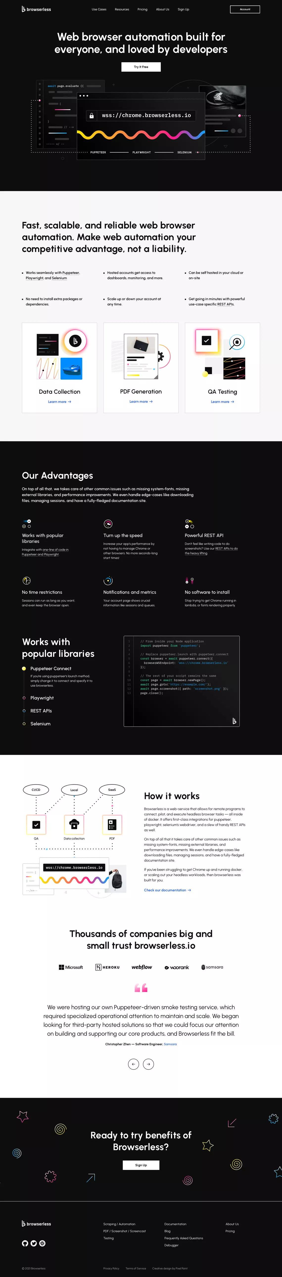 Browserless: Headless Automation on Landbook - get inspired by landing design and more