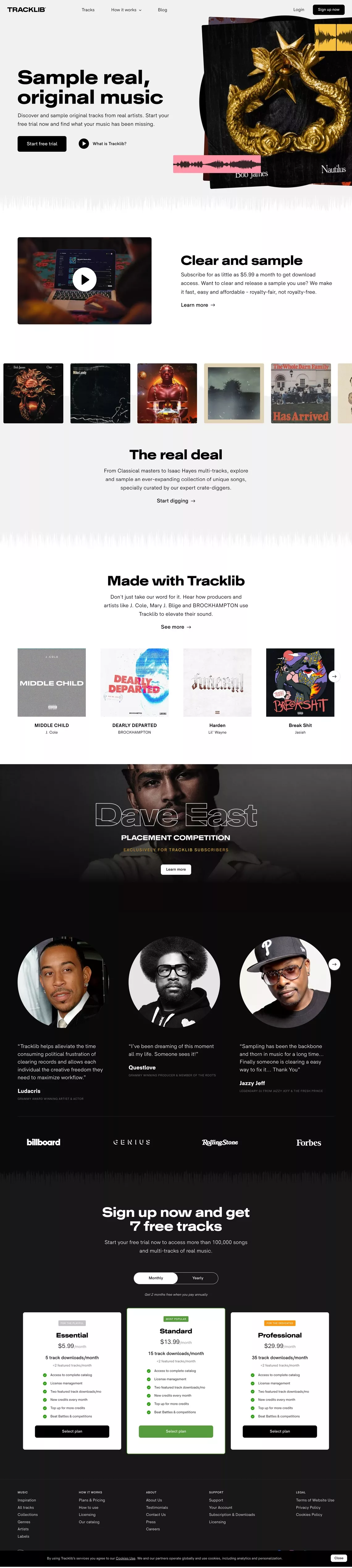 Tracklib - the record store for sampling on Landbook - get inspired by landing design and more