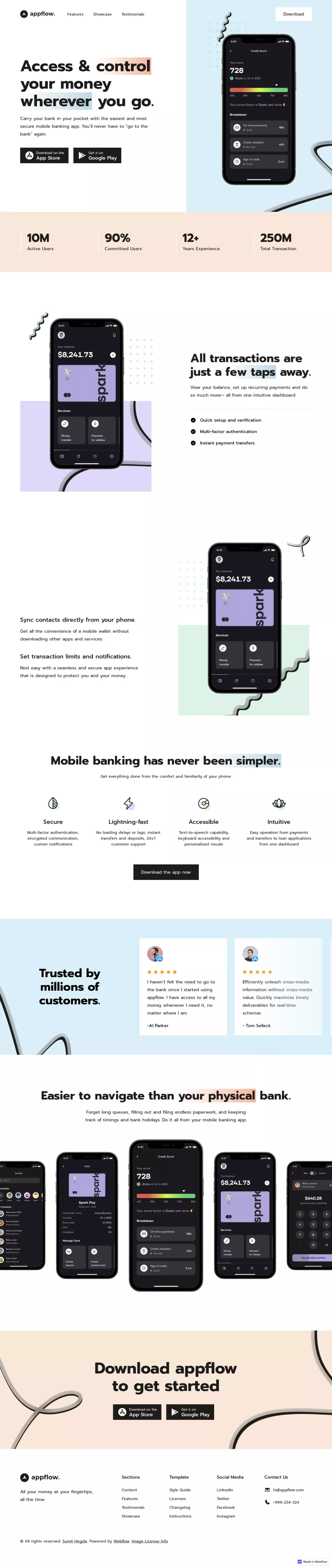 Appflow - Webflow Website Template on Landbook - get inspired by template design and more