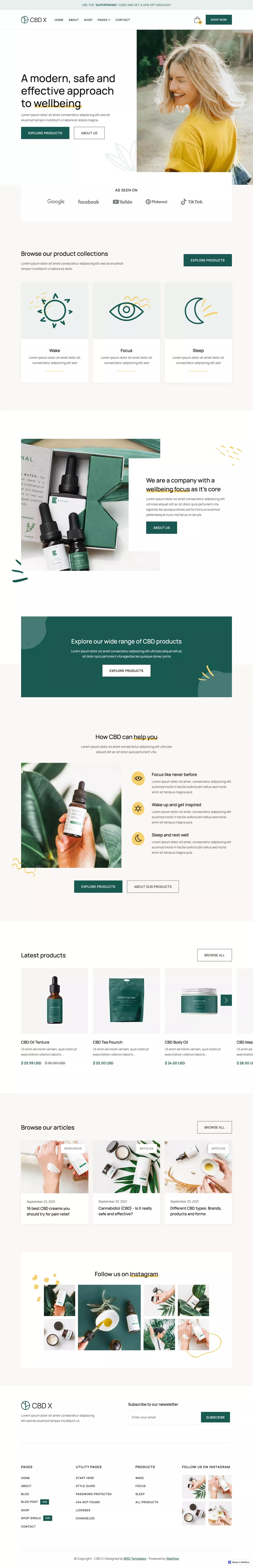 CBD X - Webflow Website Template on Landbook - get inspired by template design and more