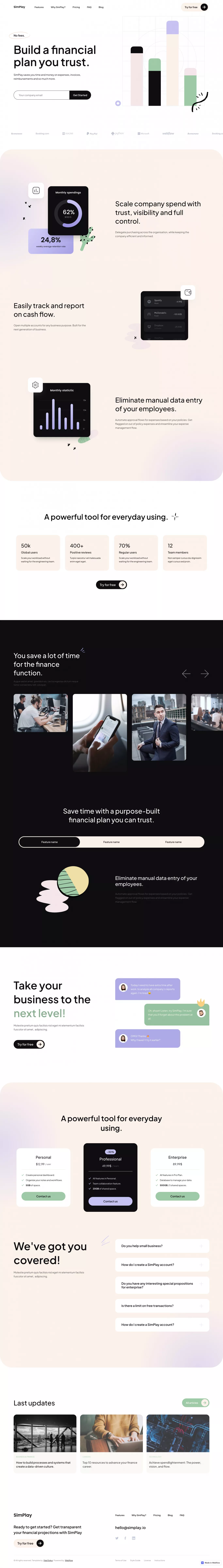 SimPlay – Webflow HTML website template on Landbook - get inspired by template design and more