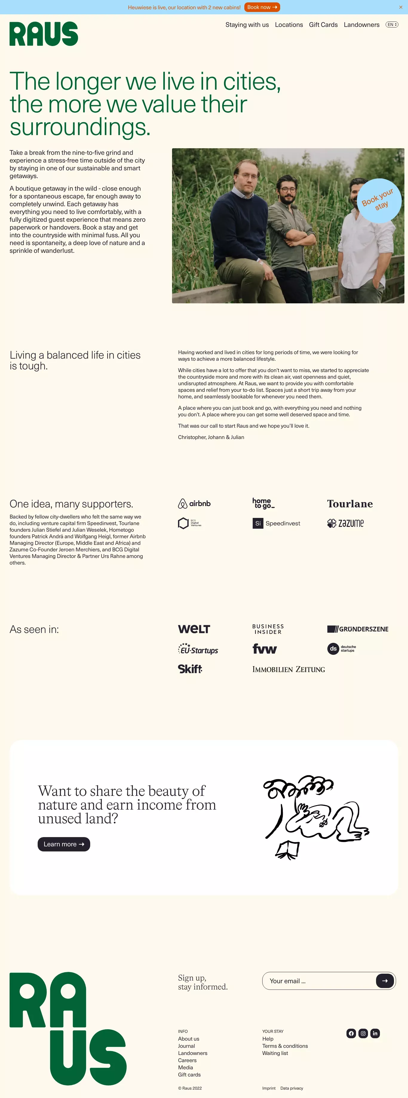 Raus | About on Landbook - get inspired by about us design and more