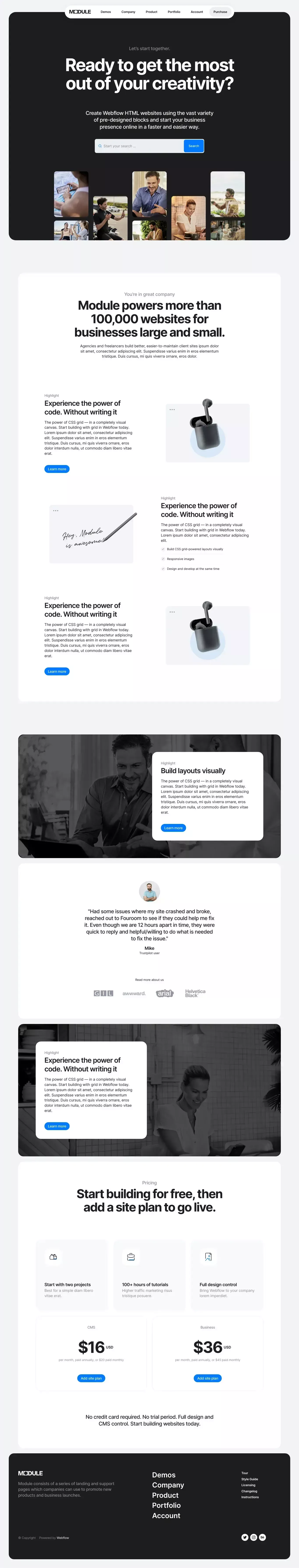 Landing #5 · Module – Webflow HTML website template on Landbook - get ...