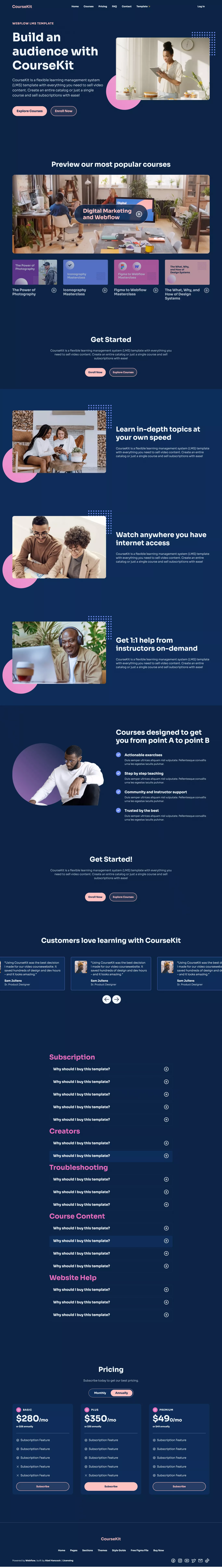 CourseKit – Webflow HTML website template on Landbook - get inspired by template design and more