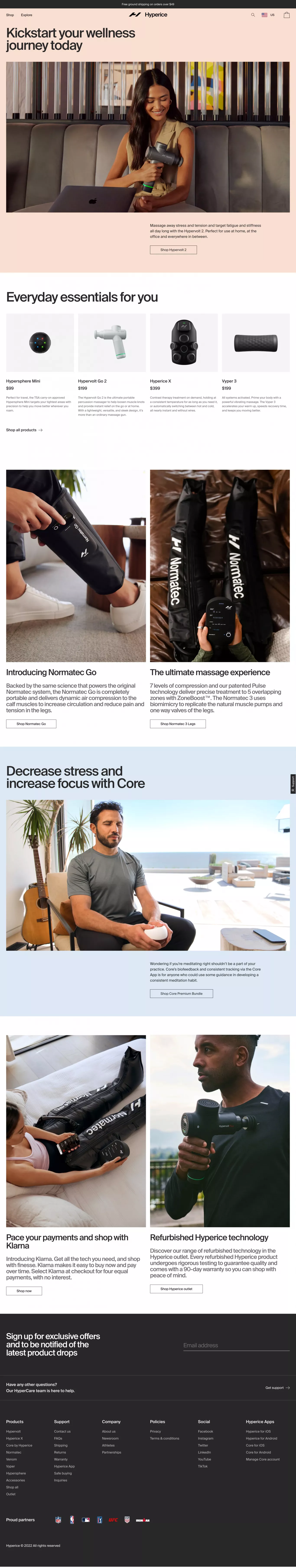 Homepage | Hyperice on Landbook - get inspired by ecommerce design and more