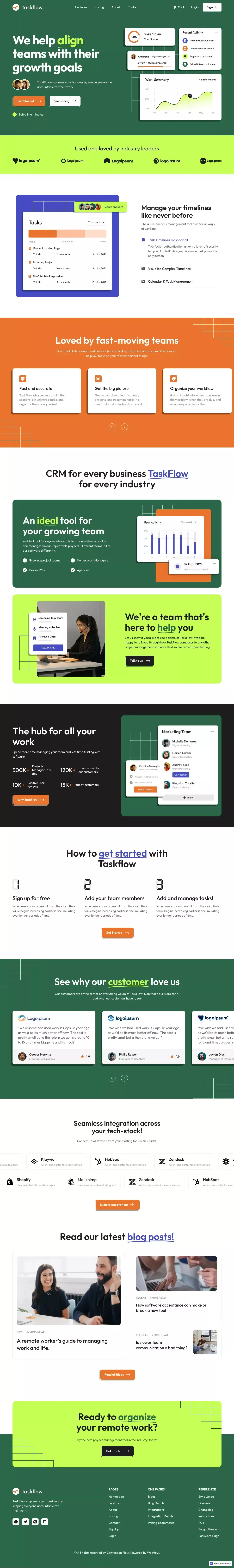 Homepage | TaskFlow - Webflow Ecommerce Website Template on Landbook - get inspired by template ...
