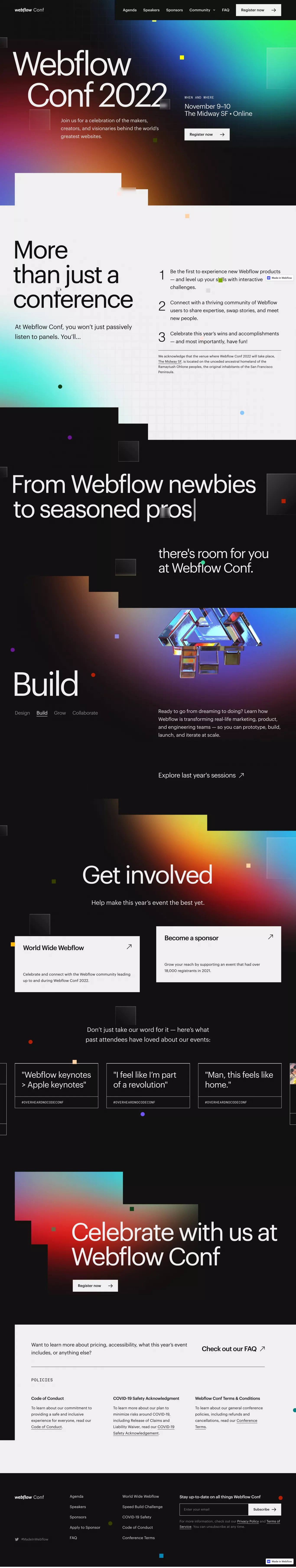 Webflow Conf 2022 | Webflow on Landbook - get inspired by landing design and more
