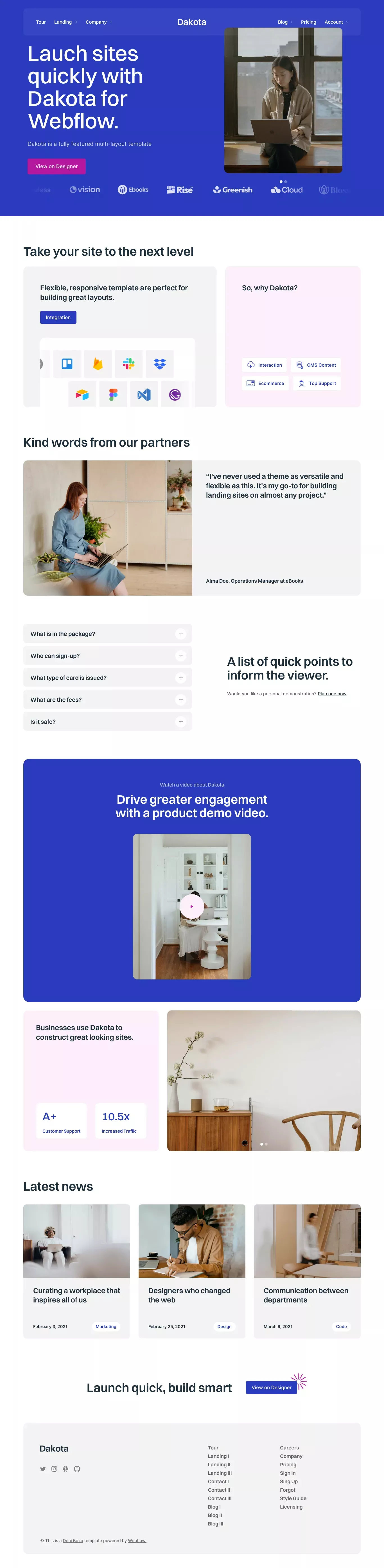 Dakota - Webflow Ecommerce website template on Landbook - get inspired by template design and more