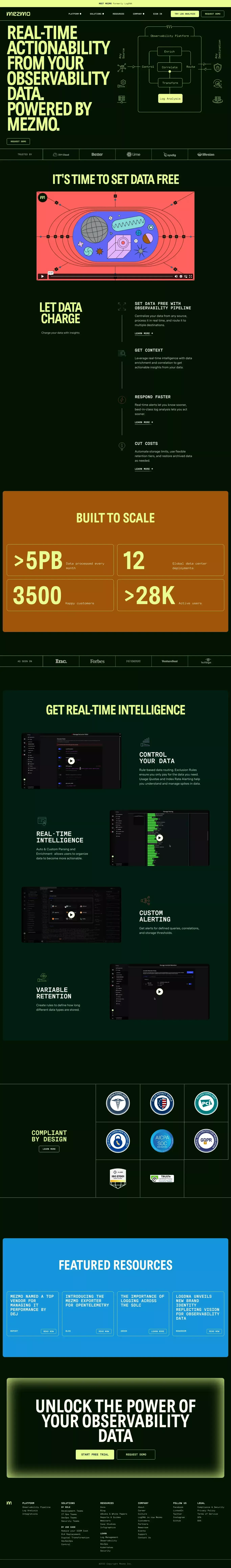 Observability Data Pipeline & Log Analysis Solutions | Mezmo on Landbook - get inspired by ...