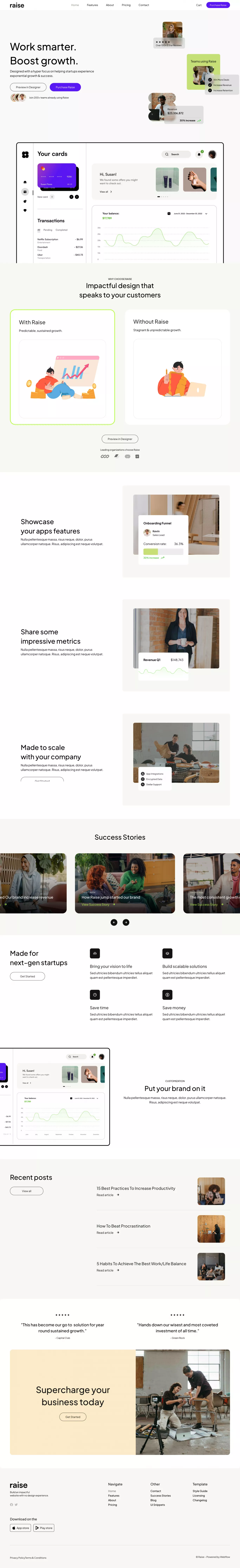 Raise - Webflow Ecommerce website template on Landbook - get inspired by template design and more