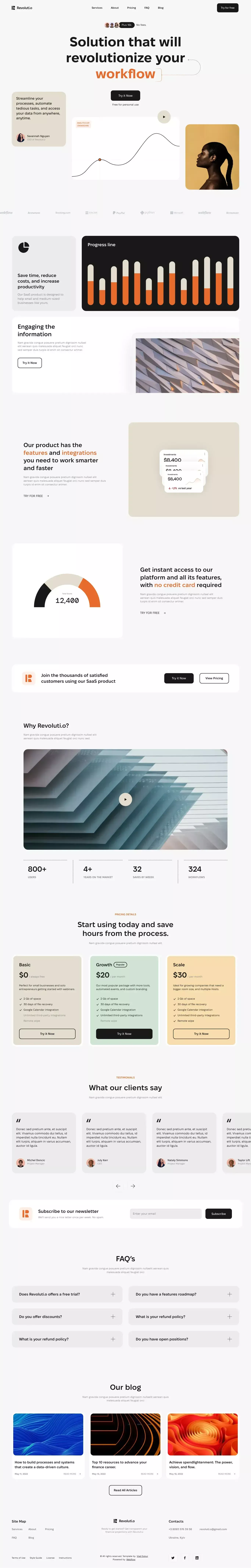 Revolutio – Webflow HTML website template on Landbook - get inspired by template design and more