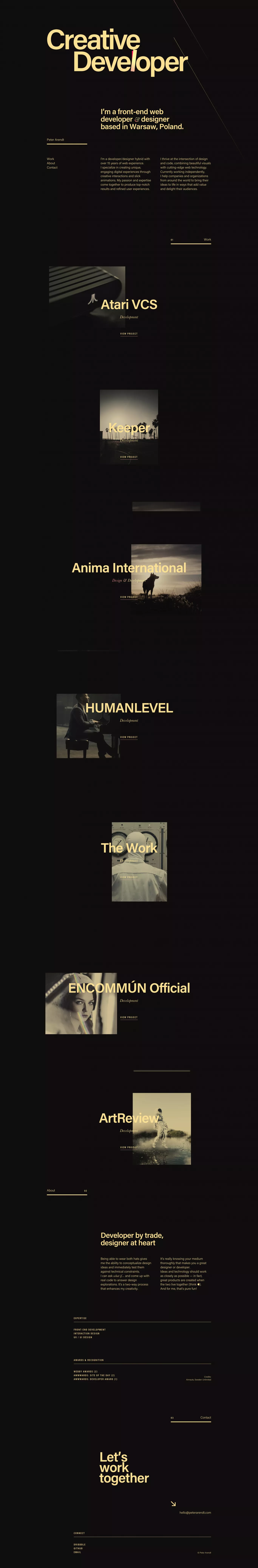 Peter Arendt — Creative Developer on Landbook - get inspired by portfolio design and more