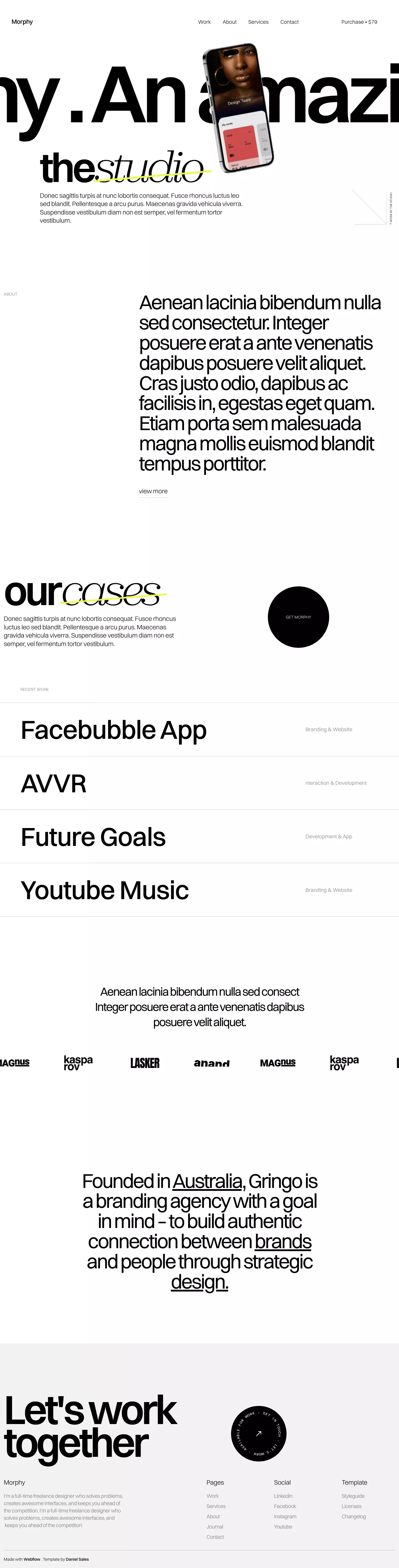 Morphy - Webflow HTML website template on Landbook - get inspired by template design and more
