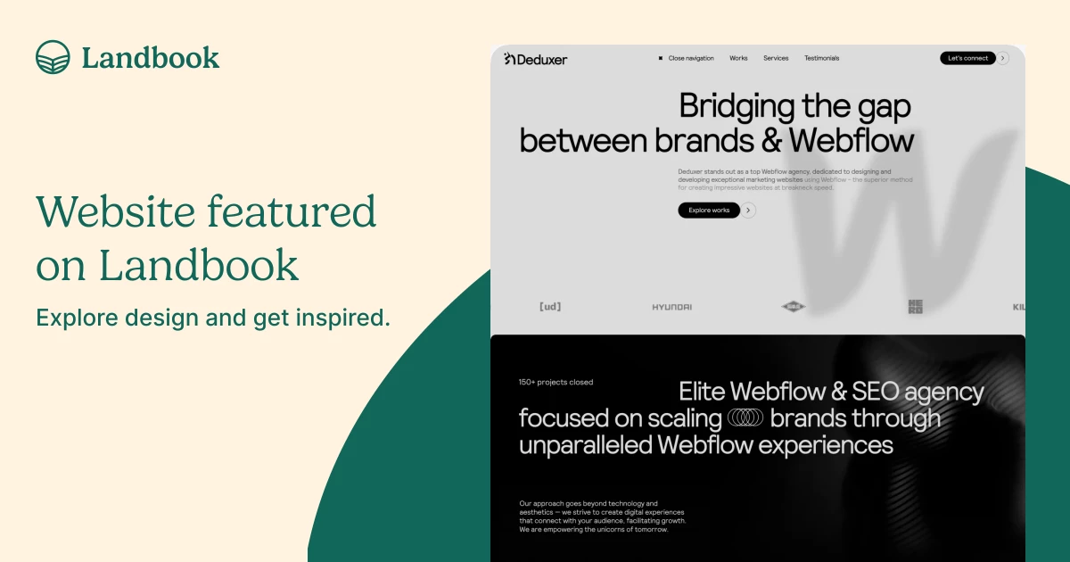 Deduxer - SEO, Design & Webflow Agency on Landbook - get inspired by portfolio design and more