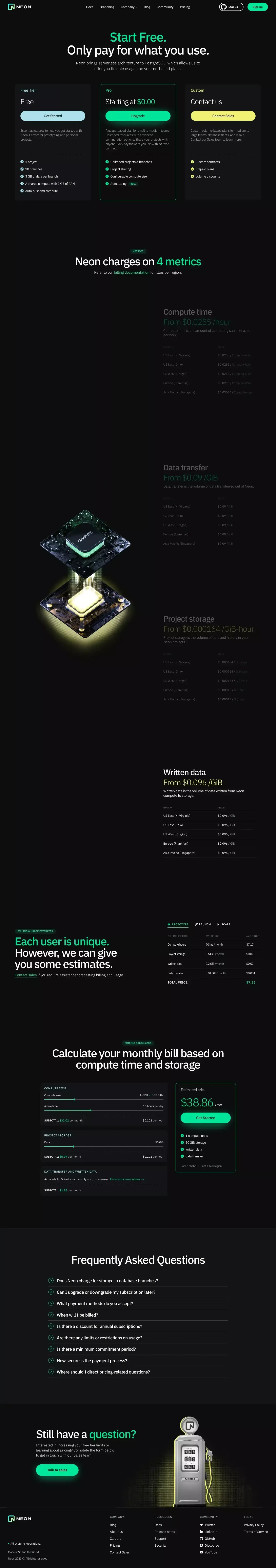 Pricing — Neon on Landbook - get inspired by pricing design and more