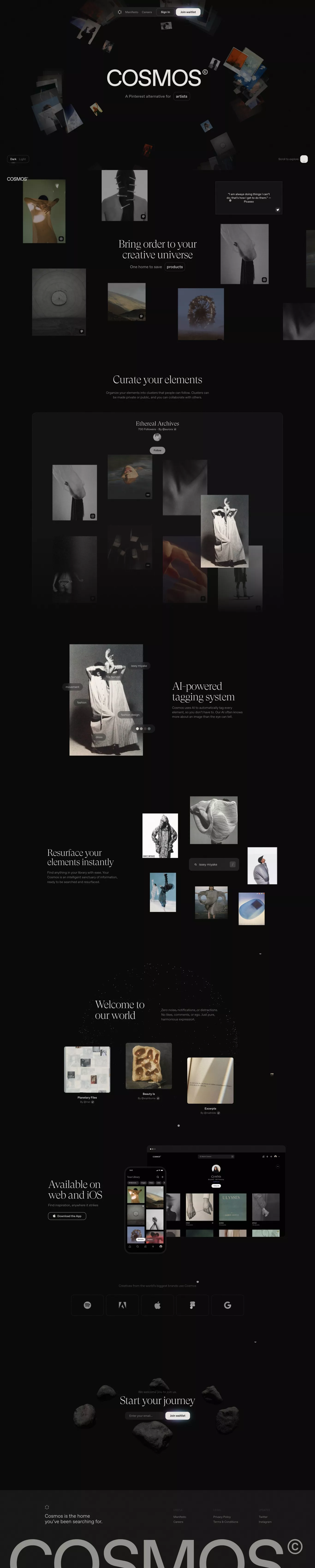 Welcome to Cosmos on Landbook - get inspired by landing design and more