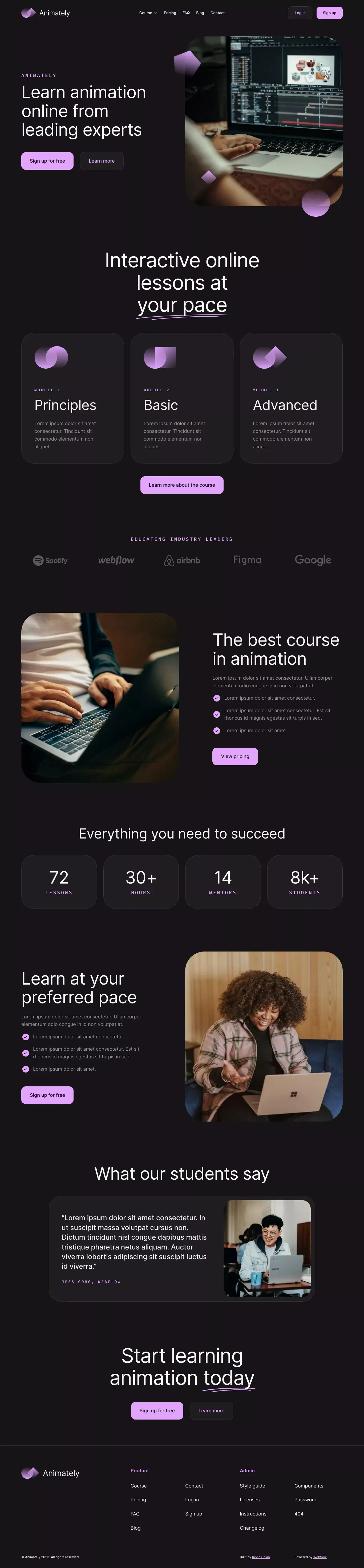 Animately - Webflow HTML website template on Landbook - get inspired by template design and more