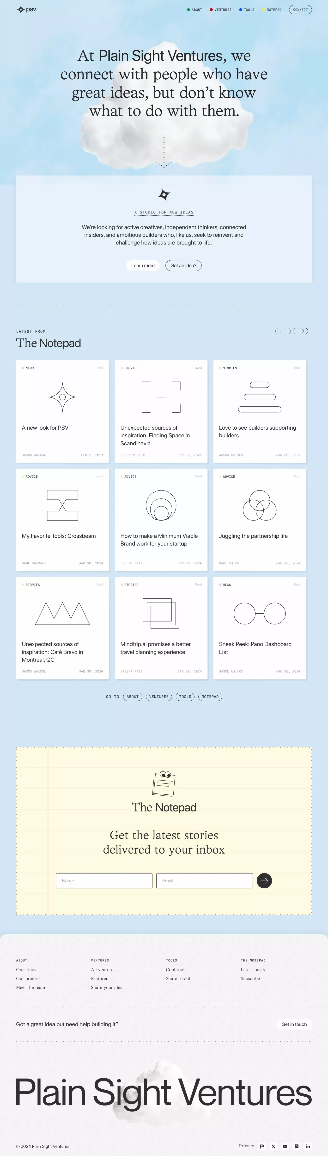 Plain Sight Ventures on Landbook - get inspired by landing design and more
