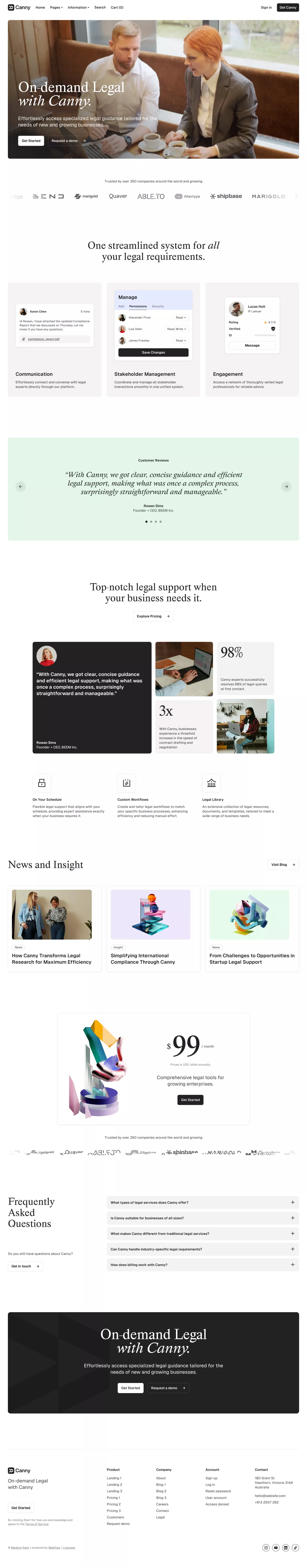 Canny - Webflow HTML Website Template on Landbook - get inspired by template design and more