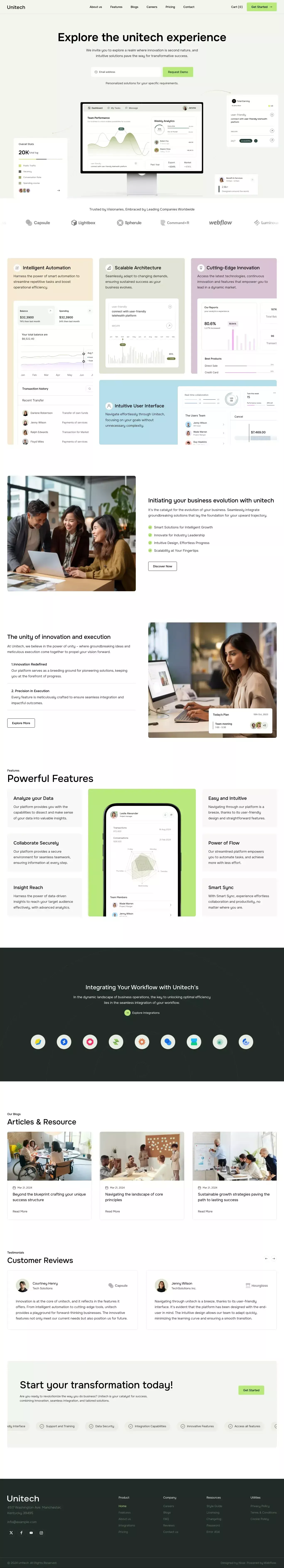 Unitech - Webflow Ecommerce website template on Landbook - get inspired by template design and more