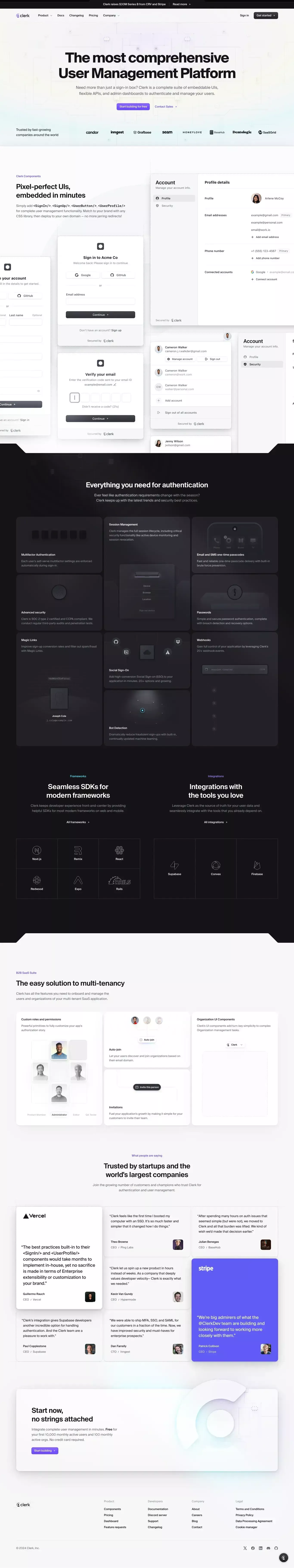 Clerk | Authentication and User Management on Landbook - get inspired ...