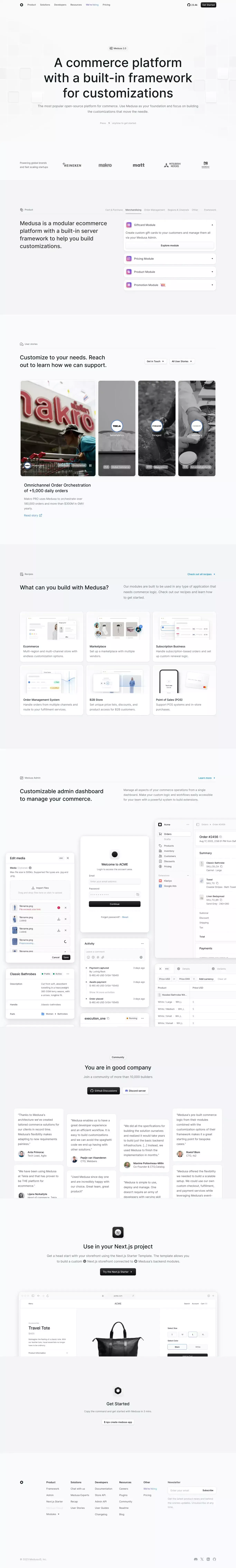 Medusa - Building blocks for digital commerce on Landbook - get inspired by landing design and more