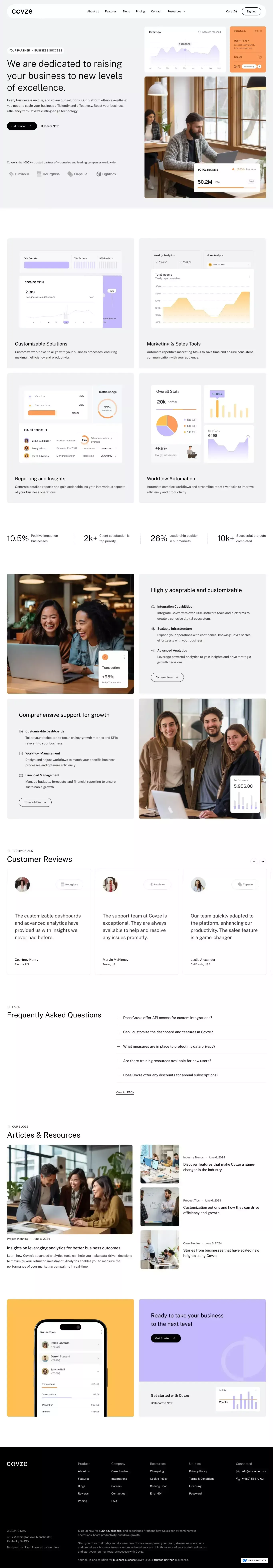Covze - Webflow Ecommerce website template on Landbook - get inspired by template design and more