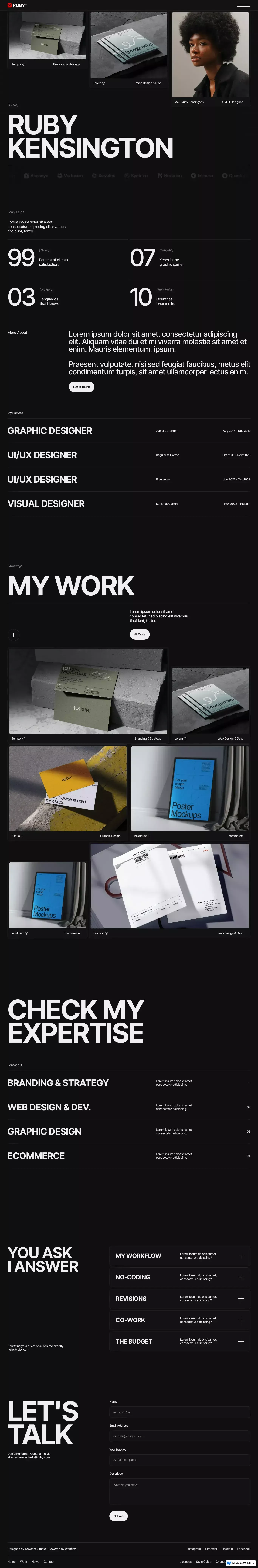 Ruby - Webflow HTML website template on Landbook