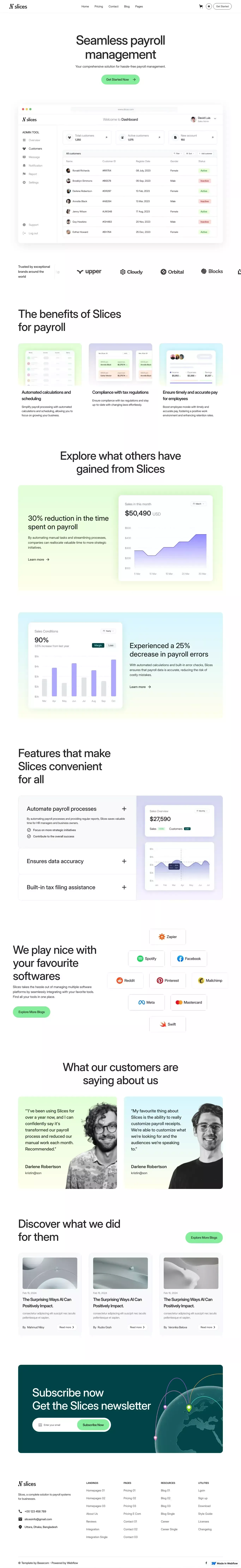 Slices - Technology Webflow Template on Landbook - get inspired by template design and more
