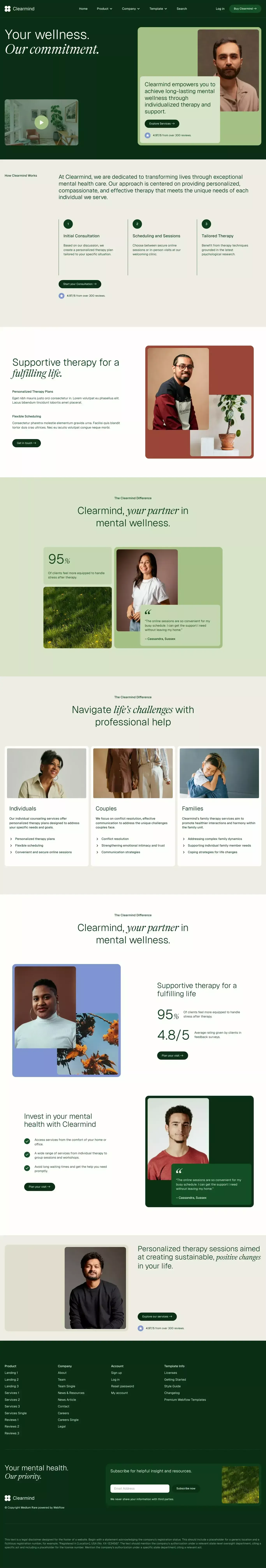 Clearmind - Webflow HTML Website Template on Landbook - get inspired by template design and more