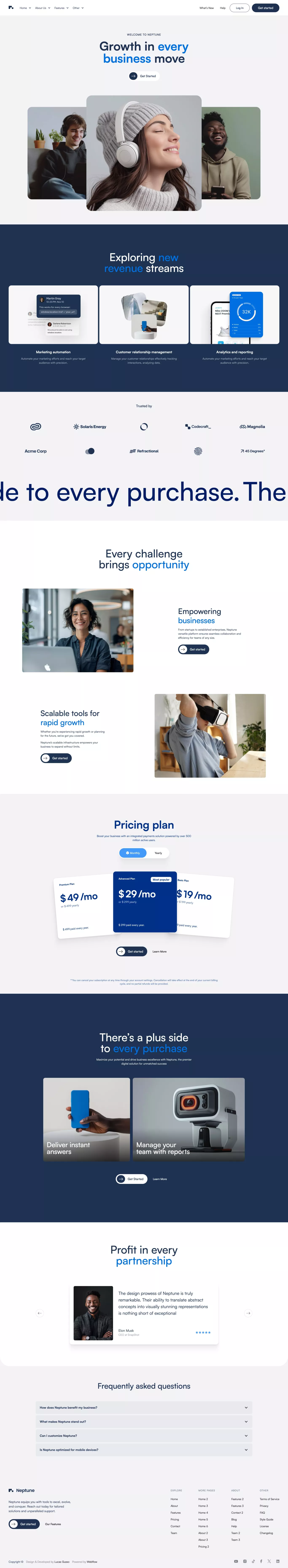 Neptune - Webflow Ecommerce website template on Landbook - get inspired by template design and more