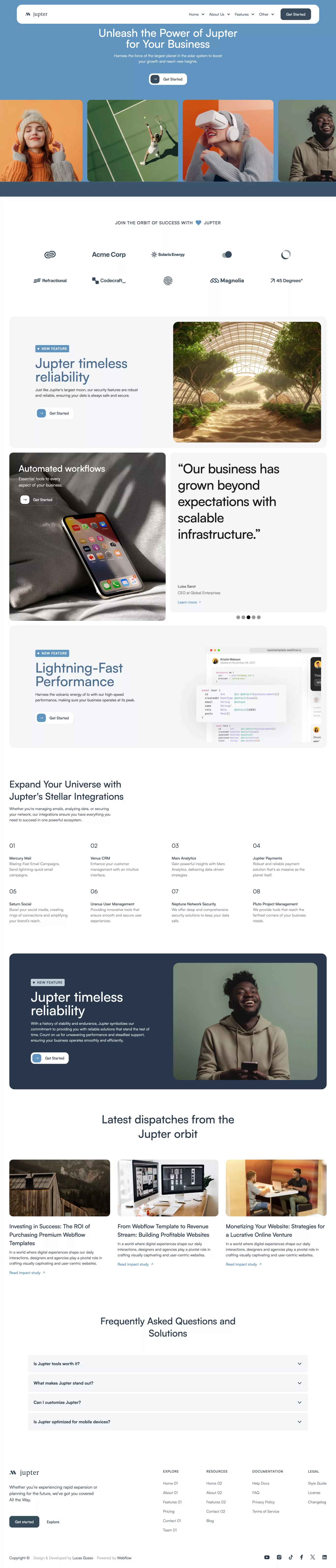 Jupter - Webflow Ecommerce website template on Landbook - get inspired by template design and more