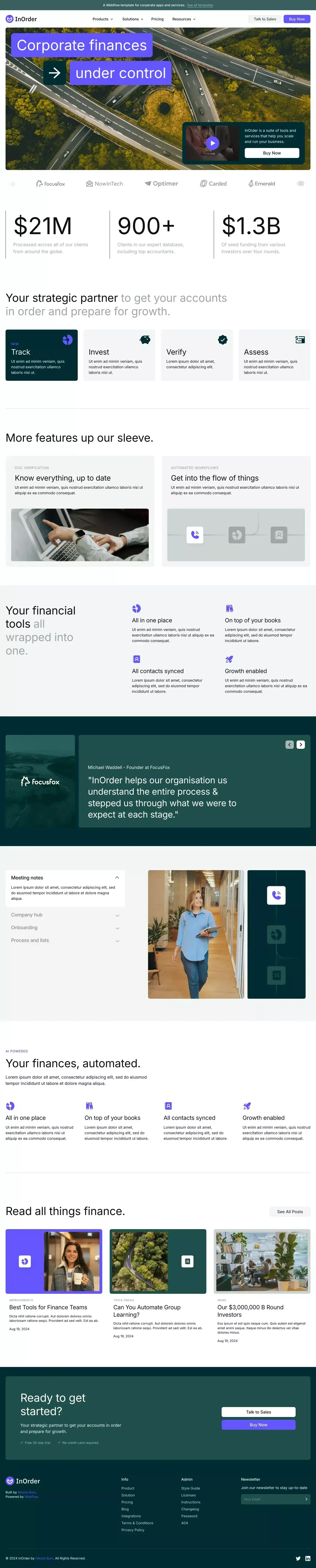 InOrder - Webflow HTML website template on Landbook - get inspired by template design and more
