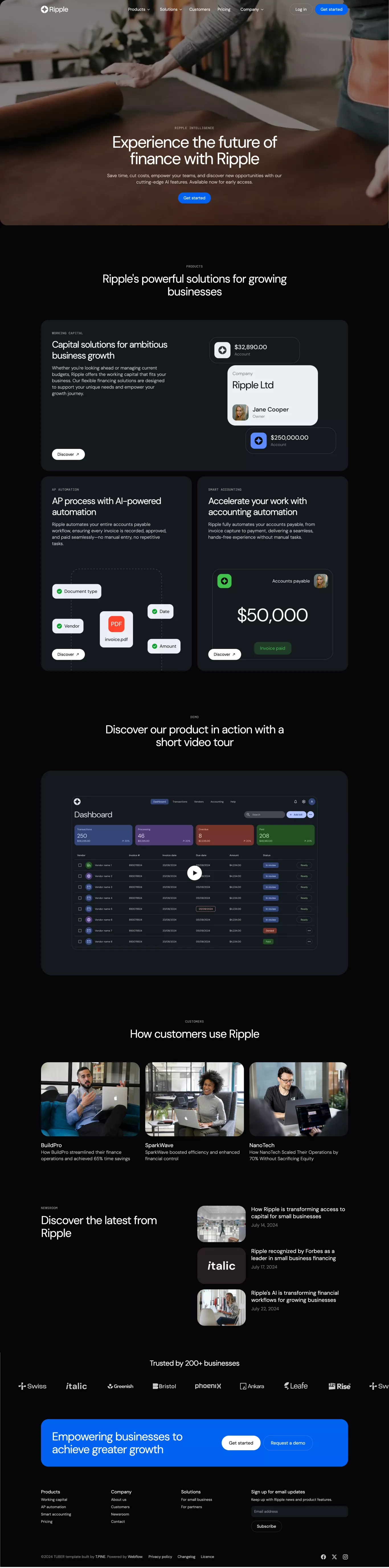 Ripple - Webflow HTML website template on Landbook - get inspired by template design and more