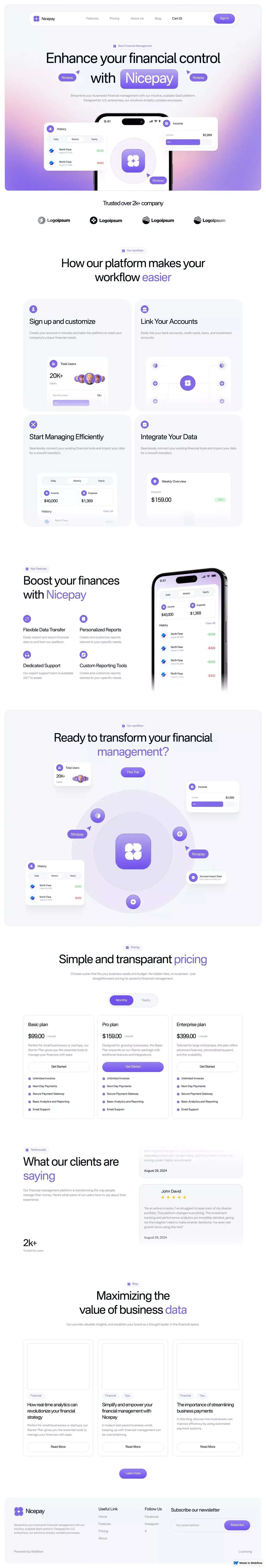 Nicepay - Webflow Ecommerce website template on Landbook - get inspired by template design and more